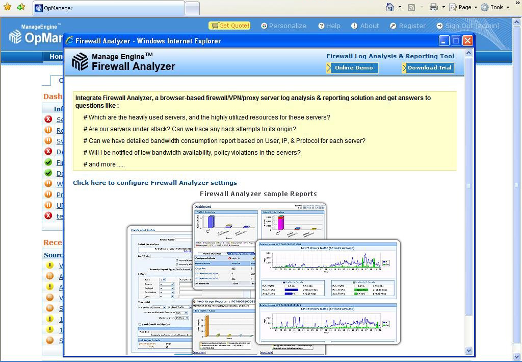 OpManager - Firewall Analyzer Integration :: Firewall Analyzer