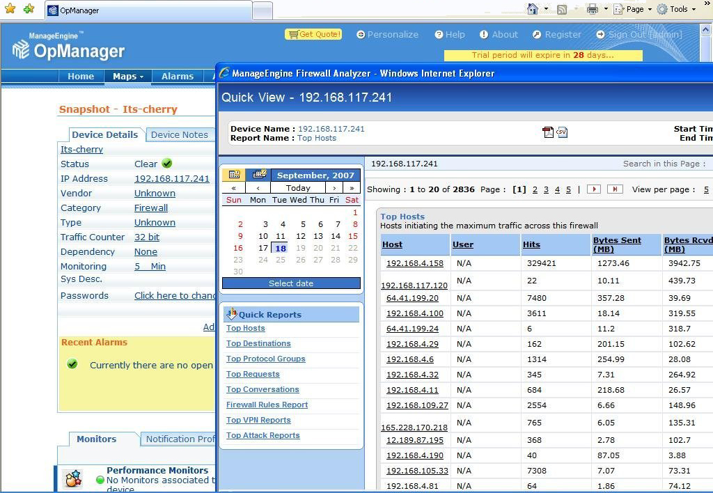Opmanager Firewall Analyzer Integration Firewall Analyzer